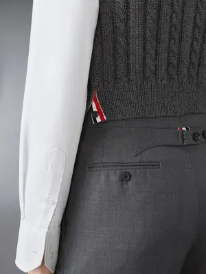 Thom Browne V-neck Cable Knit Cropped Vest