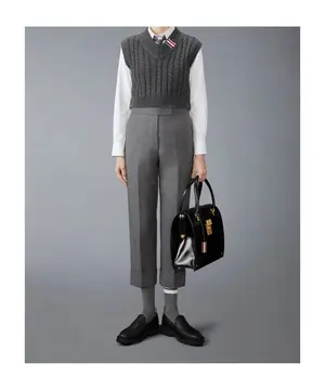 Thom Browne V-neck Cable Knit Cropped Vest