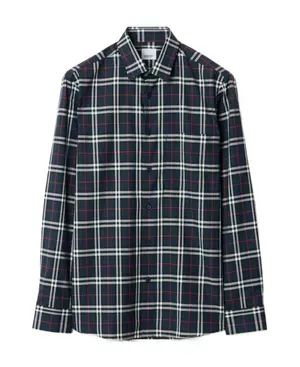 Burberry Simpson Checked Long Sleeved Shirt - Blue