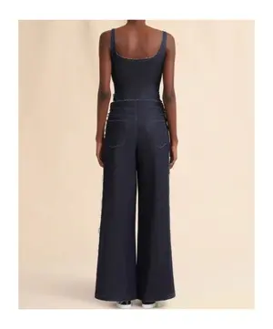 Marni Stretch Denim Trompe L'oeil Wide Leg Trousers