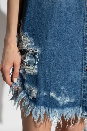 Stella McCartney Ripped-hem Buttoned Denim Shirt Dress