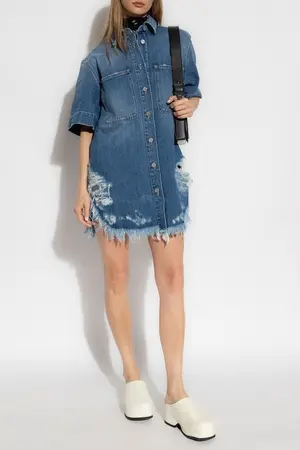 Stella McCartney Ripped-hem Buttoned Denim Shirt Dress