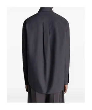 LEMAIRE Long-sleeved Curved Hem Regular Shirt - Black