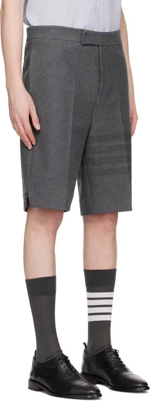 Thom Browne 4-bar Striped High-waist Bermuda Shorts - Gray