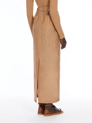 Max Mara Aeroso Crinkled Wool Skirt - Brown Copper
