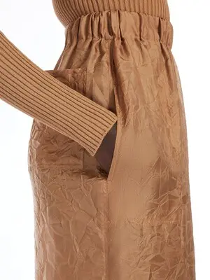 Max Mara Aeroso Crinkled Wool Skirt - Brown Copper