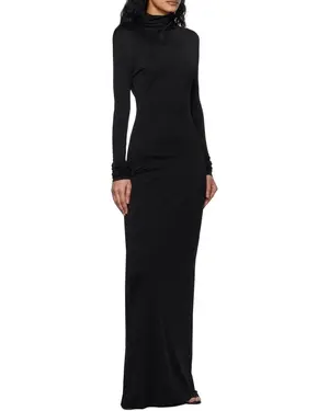 Khaite High Neck Long Sleeve Maxi Dress