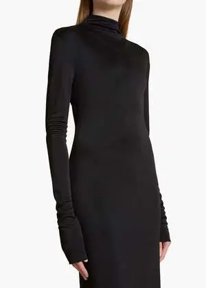 Khaite High Neck Long Sleeve Maxi Dress