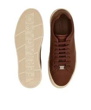FERRAGAMO Low-top Leather Trainers - Brown