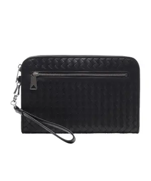 Bottega Veneta Small Intreciato Clutch - Black