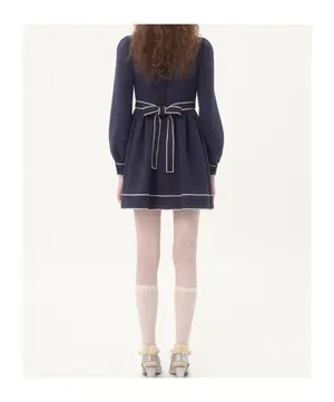 Valentino Garavani Crepe Couture Short Dress With Velvet Bow Detail