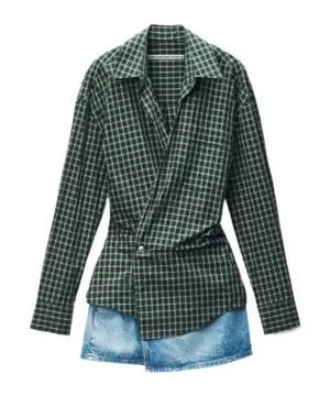 Alexander Wang Alexander Wang "Pre-Styled" Wrap Mini Dress Green/navy Blue