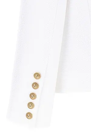 Balmain Logo-engraved Button Textured Blazer