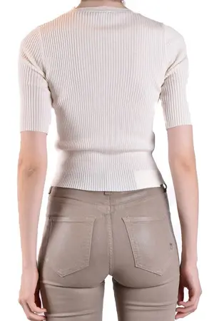 Pinko Round Neck Ribbed Knit Sweater