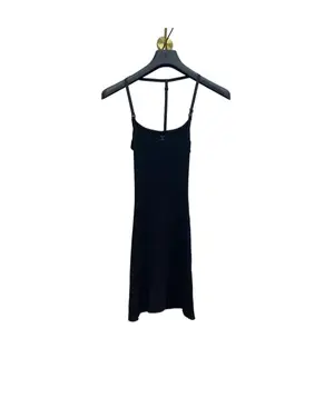 COURREGES Ribbed Spaghetti Strap Dress - Black