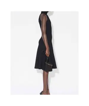 Alaïa Ribbed Knit Curled High-neck Midi Dress