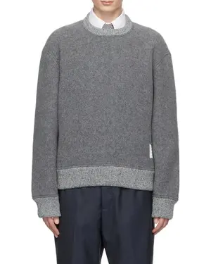 Thom Browne Crewneck Knitted Jumper With Logo Decal And Signature Stripe Detail