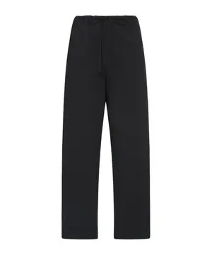 THE ROW Delano Elastic Drawstring Waist Trousers - Black