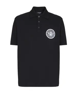 Balmain Coin-printed Polo Shirt - Black