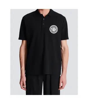 Balmain Coin-printed Polo Shirt - Black