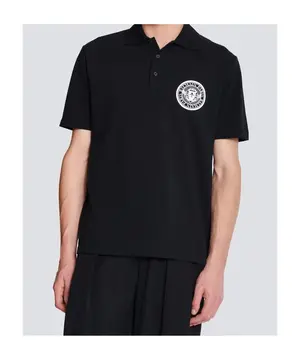 Balmain Coin-printed Polo Shirt - Black