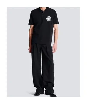 Balmain Coin-printed Polo Shirt - Black