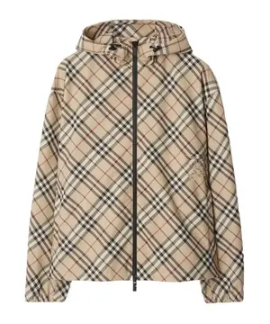 Burberry Checked Hooded Zip-up Jacket - Snowflake