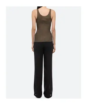 Helmut Lang Ribbed Pointelle Tank - Cognac