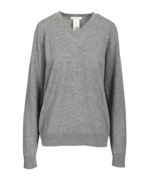 THE ROW Nian Knitted V-neck Sweater - Grey