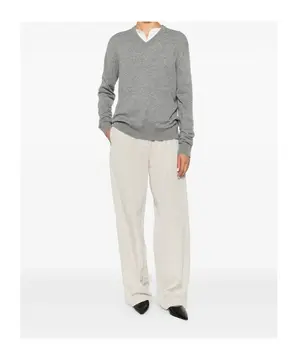 THE ROW Nian Knitted V-neck Sweater - Grey