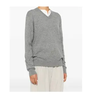 THE ROW Nian Knitted V-neck Sweater - Grey