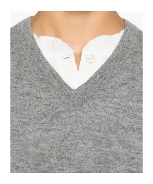 THE ROW Nian Knitted V-neck Sweater - Grey