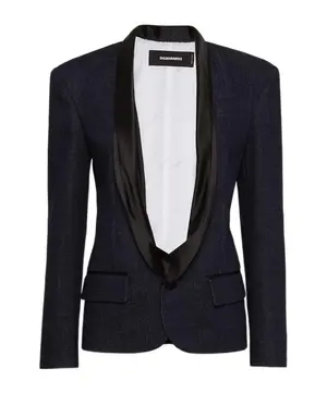 Dsquared2 Long-sleeved Denim Shawl Collar Blazer - Navy