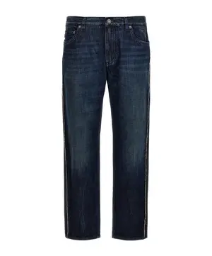 Dolce & Gabbana Logo Plaque Frayed Edge Jeans