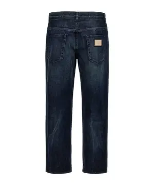 Dolce & Gabbana Logo Plaque Frayed Edge Jeans
