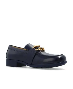 Bottega Veneta Square Toe Logo Loafers