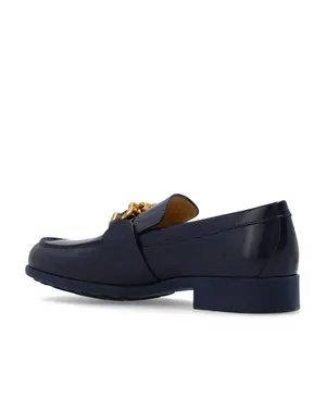 Bottega Veneta Square Toe Logo Loafers