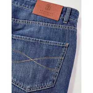 Brunello Cucinelli Straight-leg Jeans With Logo Detail - Blue