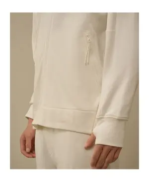 C.P. COMPANY Diagonal Raised Fleece Goggle Sweatshirt - White