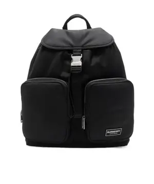 Burberry Medium Nylon Backpack With Top Handle And Adjustable Shoulder Straps - Black