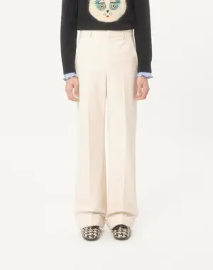 Valentino Garavani Wide Leg Pants With Turn-up Hem