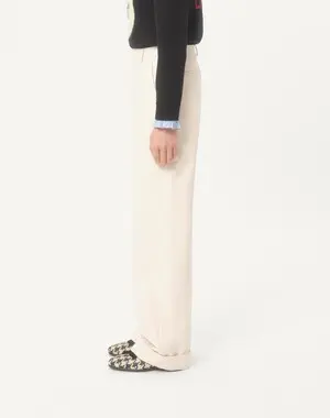Valentino Garavani Wide Leg Pants With Turn-up Hem