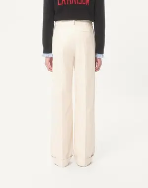 Valentino Garavani Wide Leg Pants With Turn-up Hem