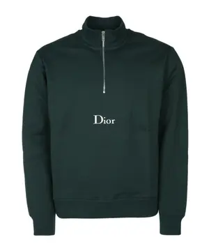 Dior Half Zip Sweatshirt With Embroidered Logo - Green