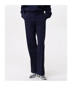 Michael Kors Tailored Straight Leg Pleated Pants - Blue