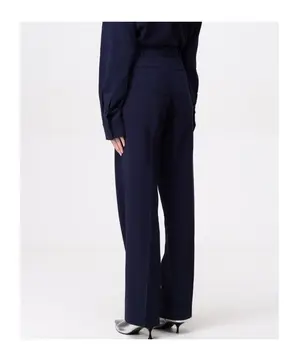 Michael Kors Tailored Straight Leg Pleated Pants - Blue