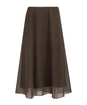 Brunello Cucinelli Brunello Cucinelli Flared Hem Midi Skirt Cocoa