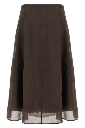 Brunello Cucinelli Flared Hem Midi Skirt - Cocoa