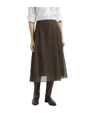 Brunello Cucinelli Flared Hem Midi Skirt - Cocoa