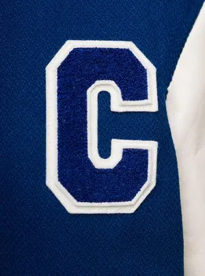 Celine Varsity Jacket In Textured Wool With Contrast Trim